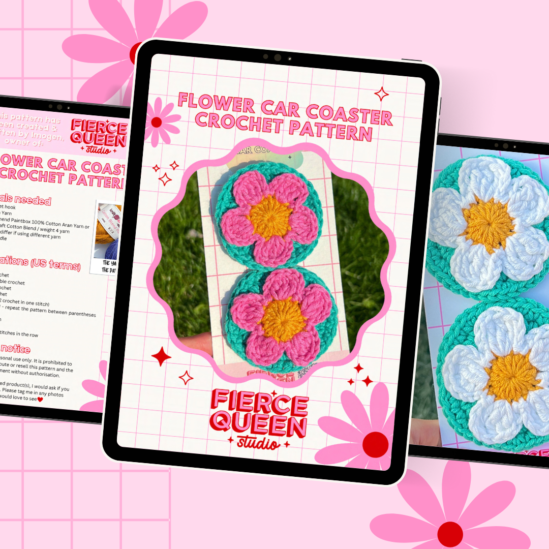 Flower Car Coaster Crochet Pattern (Digital Download) – Fierce Queen Studio